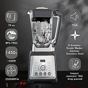 Dentoleid Professional Blender, Countertop Blender with 8 Adjustable Speeds, Large Capacity 70oz Tritan Pitcher , 1450W Base and Precise Crushing Function, Frozen Drinks and Smoothies