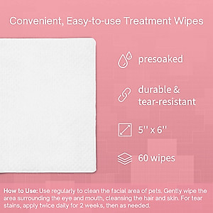 SensoVet Tear Stain Remover Eye Wipes for Dogs & Cats, Cleans Eye Boogers and Gunk Discharge, Facial Cleansing with Aloe Vera (Fragrance Free)