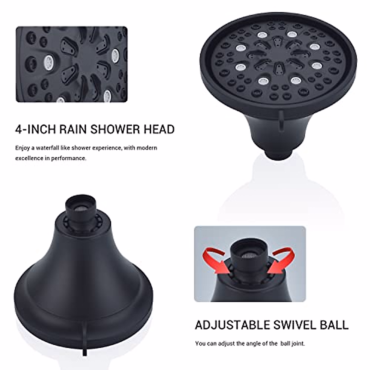 Matte Black Tub Shower Trim Kit Pressure Balance Shower Faucet Set 7 Function Powerful Shower Head with Diverter Bathtub Spout (Brass Rough-In Valve Included)