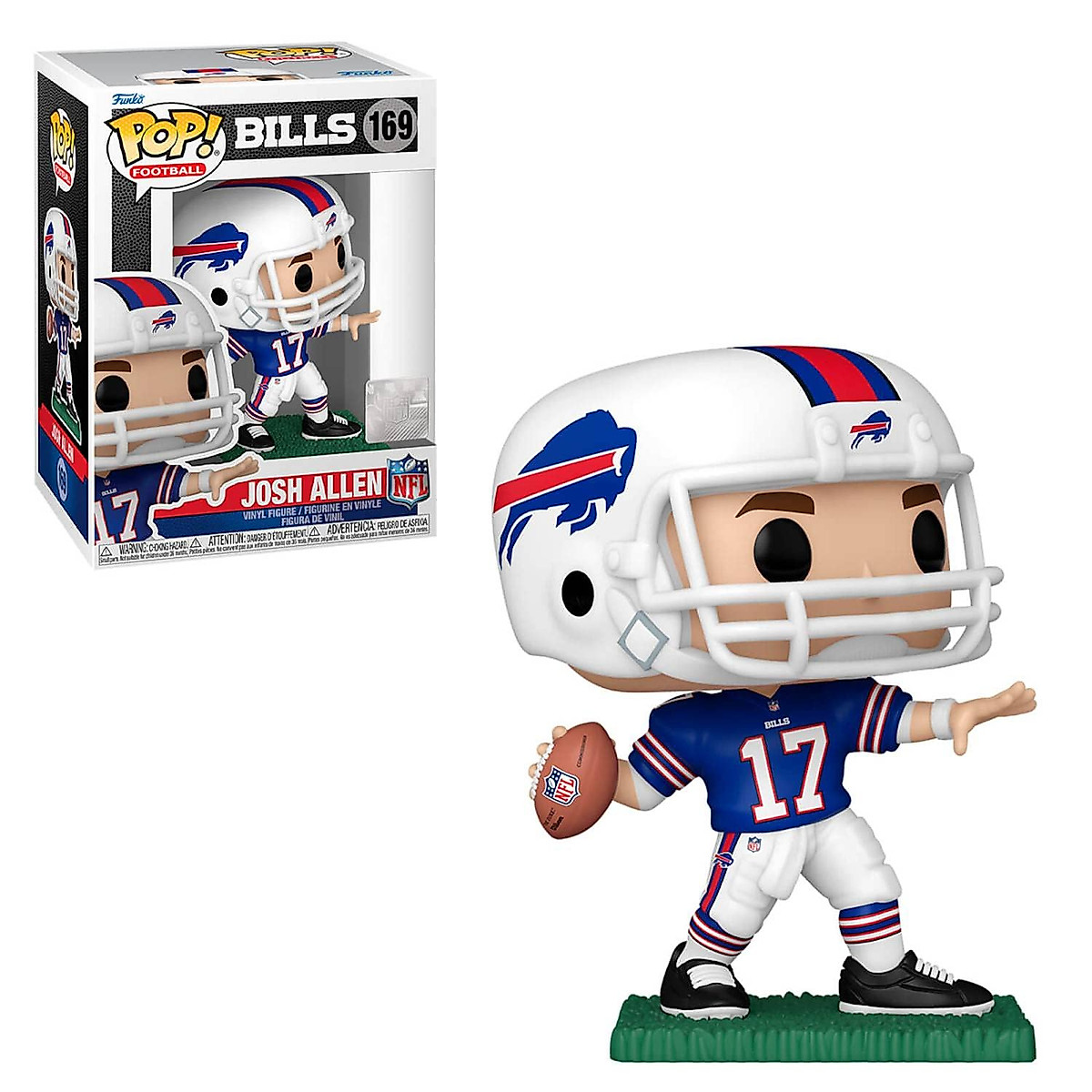POP Football: Bills - Josh Allen (Away Jersey) Funko Vinyl Figure (Bundled with Compatible Box Protector Case), Multicolor, 3.75 inches