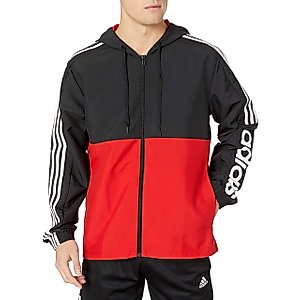 adidas Men’s Essential Colorblock Windbreaker, Black/Scarlet/White, Large