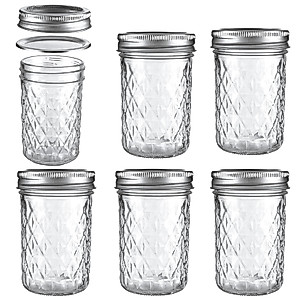 BOMEX Mason Jars Airtight Lids Glass Canning Jars 8oz/250ml Regular Lids Spice Jars Honey Jars for Yogurt,Jam,Spice,Overnight Oats Canning, Preserving,Decorations,Jelly,Dessert,6 Pack (8 oz)