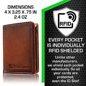 ID Stronghold Waltlet - RFID Blocking Bifold Wallet for Men with Magnetic Clasp - Brown