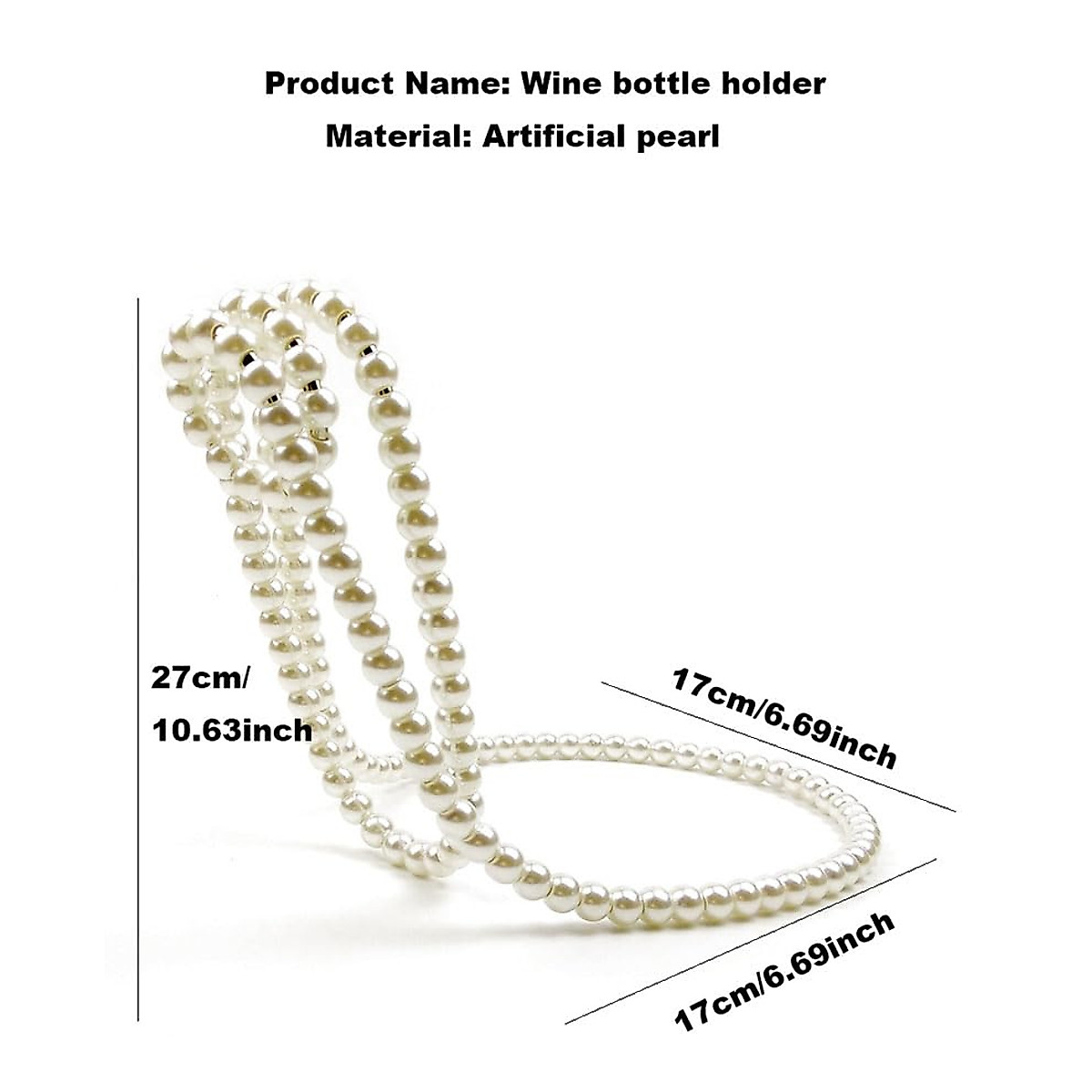 ANDGROPAND (White) Creative Artificial Pearl Necklace Floating Wine Rack Metal Wine Bottle Holder Wine Display Stand for Bars and Home Decoration