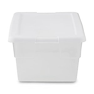 Sterilite 6 Quart Clear Plastic Stackable Storage Container Bin Box Tote with Snap-Close White Lid Organizing Solution for Home & Classroom, 72 Pack