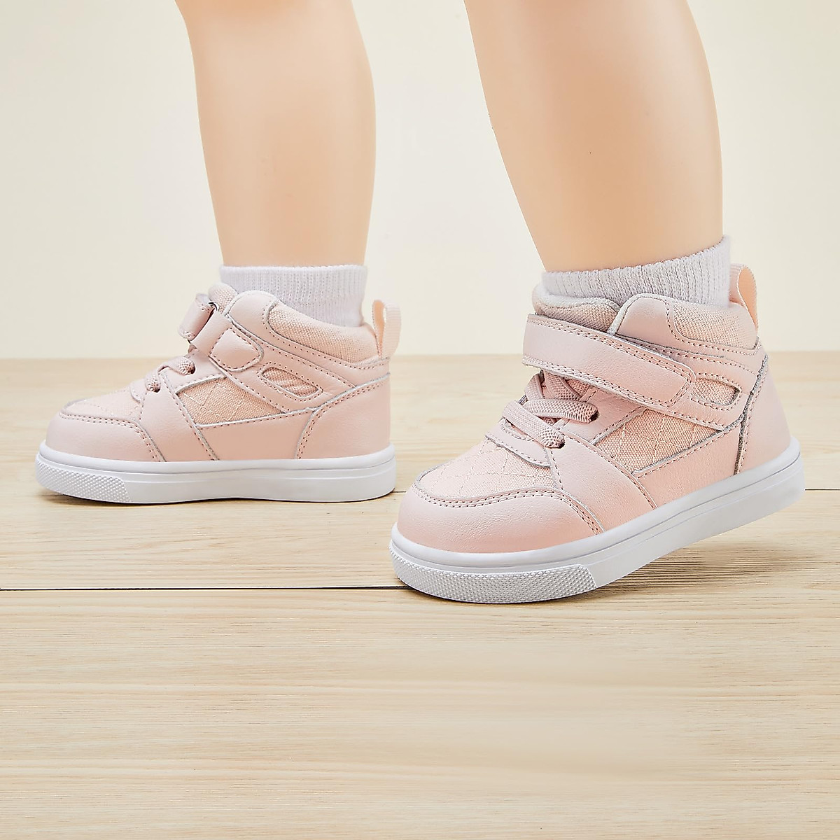 BMCiTYBM Baby High Top Sneakers Boy Girl Walking Shoes Infant First Walker Shoes for 6 9 12 18 24 Months Pink Size 4 Toddler