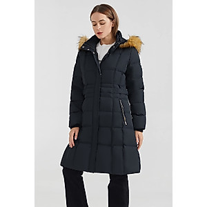 Orolay Women's Puffer Down Coat Winter Warm Jacket with Faux Fur Trim Hood Black X-Large
