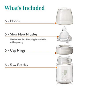 Evenflo Feeding Premium Proflo Venting Balance Plus Wide Neck Baby, Newborn and Infant Bottles - Developed by Pediatric Feeding Specialists - 5 Ounce (Pack of 6)