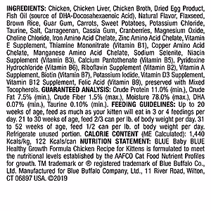 Blue Buffalo Baby Blue Healthy Growth Formula Natural Kitten Pate Wet Cat Food, Chicken Recipe 3-oz Cans (Pack of 24)