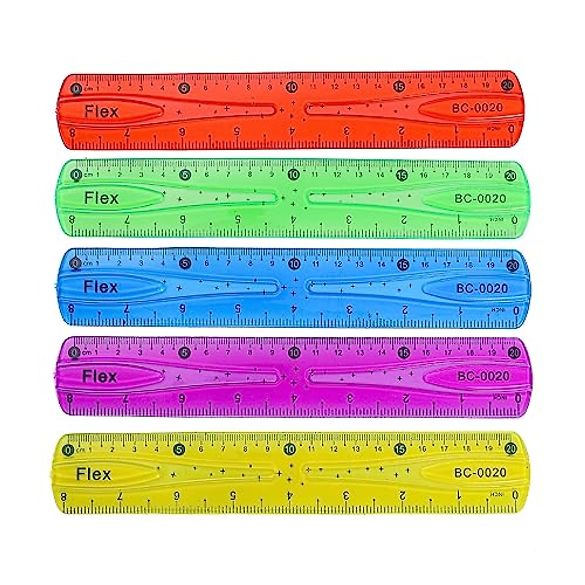 Thereisno 2 Pieces Color Flexible Rulers Soft Bendable Plastic Rulers Duals Scale Bendable Flexible Rubber Rulers Clear Straight Ruler 2 Pieces Flexible Ruler Hanging Pendant