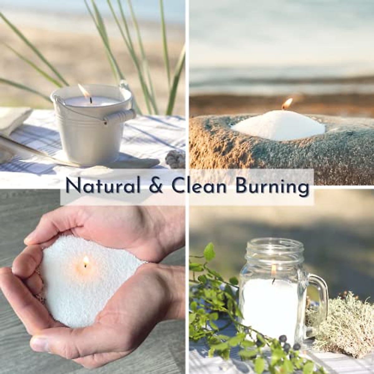 Foton Pearled Candle 18oz White Unscented Scent-Free All-Natural Candle Powder with Wicks