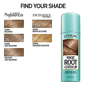 L'Oreal Paris Root Cover Up Temporary Gray Concealer Spray, Hair Color Spray with Filling & Thickening Coverage, Dark Blonde, Packaging May Vary