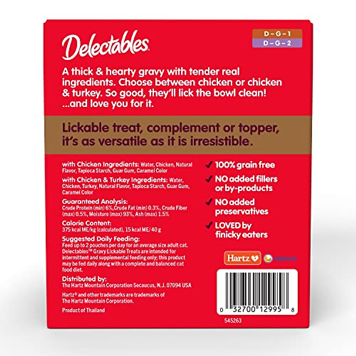 Hartz Delectables Gravy Non-Seafood Lickable Wet Cat Treat & Food Topper, Chicken Flavor Variety, 12 Pack, 1.40 Ounce (Pack of 12)