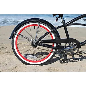 Firmstrong Urban Boy Single Speed Beach Cruiser Bicycle, 20-Inch, Black w/ Red Rims