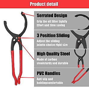 Lothee 4 Pieces Oil Filter Wrench Set, 10'' 12'' 14'' 16'' Oil Filter Pliers Adjustable Removal Tool Pliers for Cars, Trucks, Motorcycles Engine, Conduit, Fittings