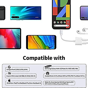 zoho, 2 in 1 USB C to 3.5mm Headphone Jack Adapter PD 60W Charger and Aux Audio Splitter Adapter Compatible with Samsung Note 2010S20, Google Pixel 44 XL33 XL and More