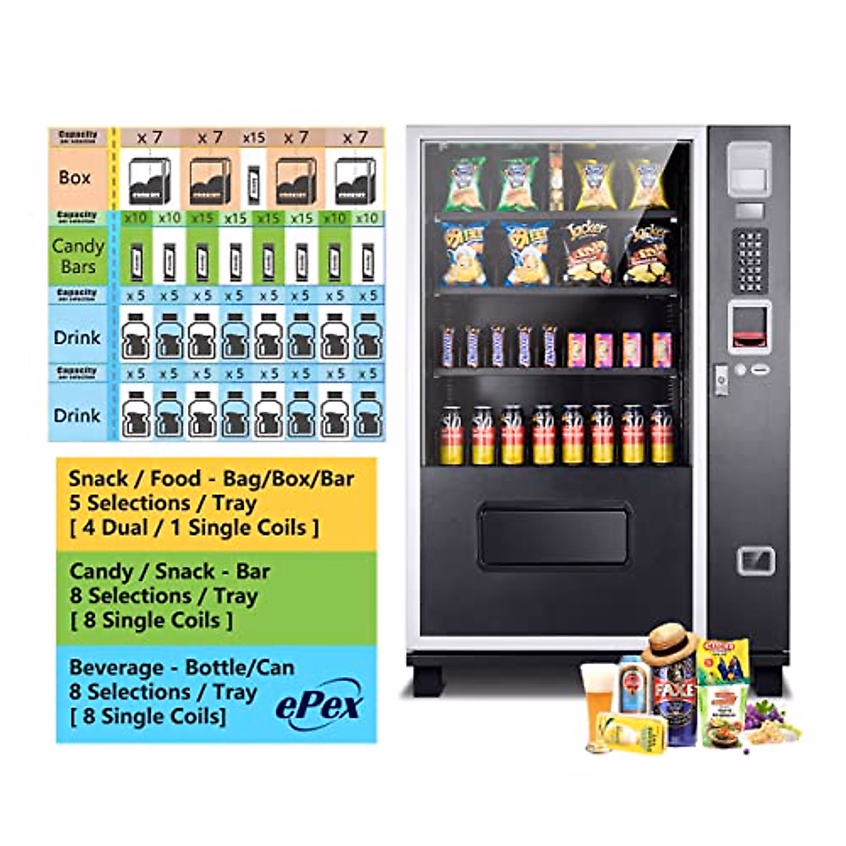 EPEX Combo Vending Machine with Dual Zone Temp Control - Small Snack & Cold Drink