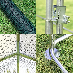 LEISU Outdoor Large Chicken Run Walk-in Chicken Coop with Waterproof Cover Chicken Playpen Metal Hen Cage Duck Cage Enclosure Rabbit Nest Fence Chicken Cages for Backyard Farm