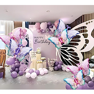 6pcs Butterfly Balloons Purple Pink Blue Gradient Butterfly Aluminum Foil Balloons for Butterfly Flower Jungle Party Birthday Baby Shower Fairy Supplies