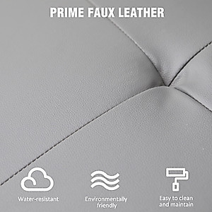 Ucloveria Futon, Multifunctional Foldable Recliner Sleeper Sofa w/ 2 Cup Holders, Loveseat Daybed Guest Bed for Compact Living Spaces, Apartments, Dorms, w/Removable Armrests, Gray(Faux Leather)