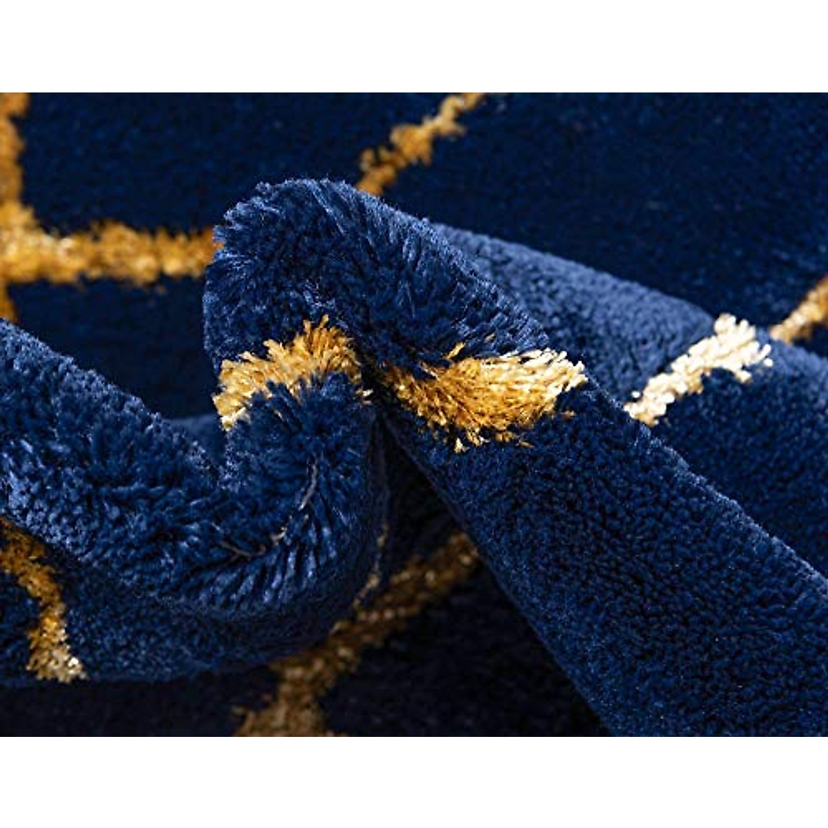 Unique Loom Glam Collection Geometric, Trellis, Metallics, Modern, Chic Area Rug, 9 ft 0 in x 12 ft 0 in, Navy Blue/Gold