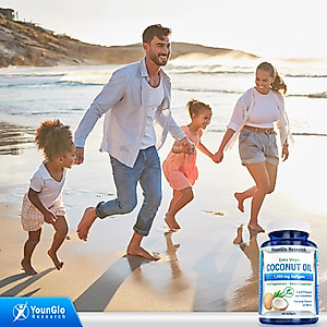 YounGlo Research Coconut Oil 1000 mg 100% Cold-Pressed Organic Extra Virgin Coconut Oil 180 Vegan Softgel Capsules Keto-Friendly Dietary Supplement Support for Hair, Nails & Skin Health