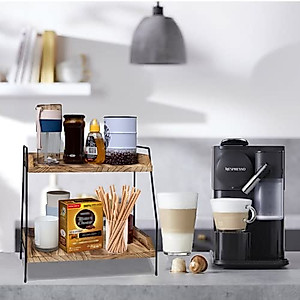 QUALLON Coffee Bar Accessories and Organizer, Coffee Station Organizer 2 Tier Bathroom Counter Organizer, Wood Coffee Tray, Bathroom Vanity Organizer, Countertop Shelf for Kitchen, Coffee Lover