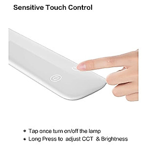 LED Desk Lamp With Clamp, 10W Gooseneck Lamps Touch Control,Swing Arm Clamp Lamp, Architect Clamp Desk Lamp Dimmable,Nail Lamp for Desk Table (White)