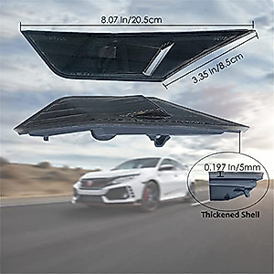 AutoJoy Club JDM Smoked Lens White Full LED Bulb Front Side Marker Light Compatible With 2016-2021 10th Gen Honda Civic Sedan Coupe Hatchback, Powered by 90-SMD LED, Replace OEM Sidemarker Lamps