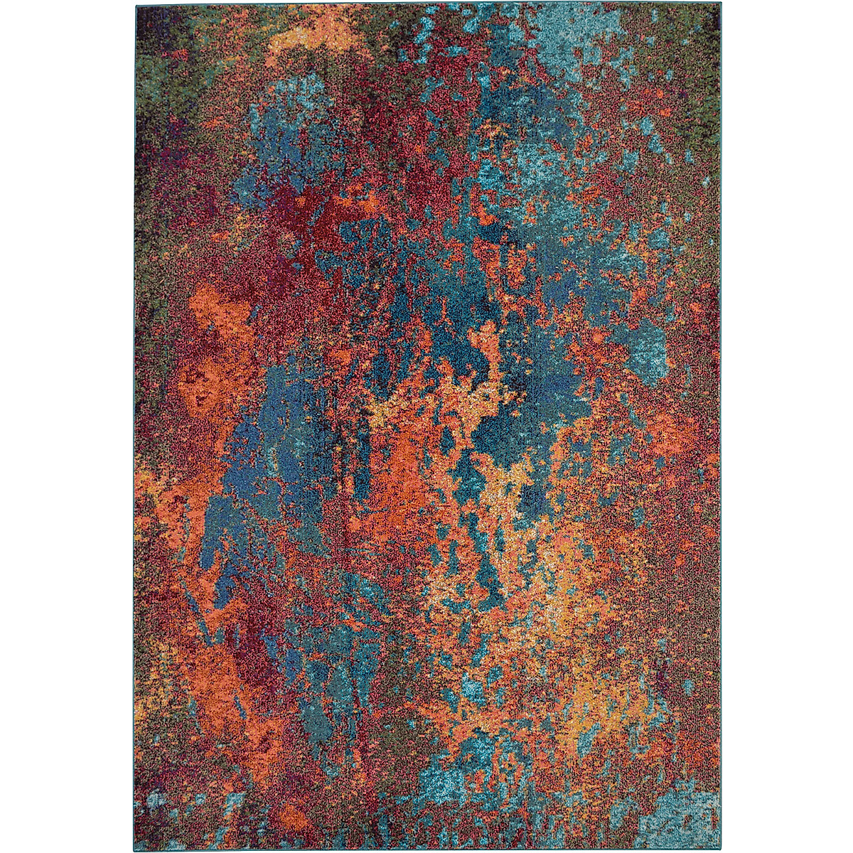 Nourison Celestial Red/Blue Atlantic 7'10" x 10'6" Area -Rug, Contemporary, Abstract, Easy -Cleaning, Non Shedding, Bed Room, Living Room, Dining Room, Kitchen, (8' x 11')
