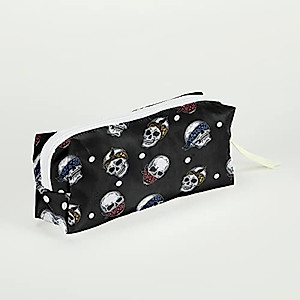 Pencil Pouch Pencil Case Pencil Bag Pen Case Pouch Box Organizer for Teen Girls Boys School Students Men Women Waterproof Zipper Pouch for Office Supplies Makeup, Halloween Skull Décor Party Favors