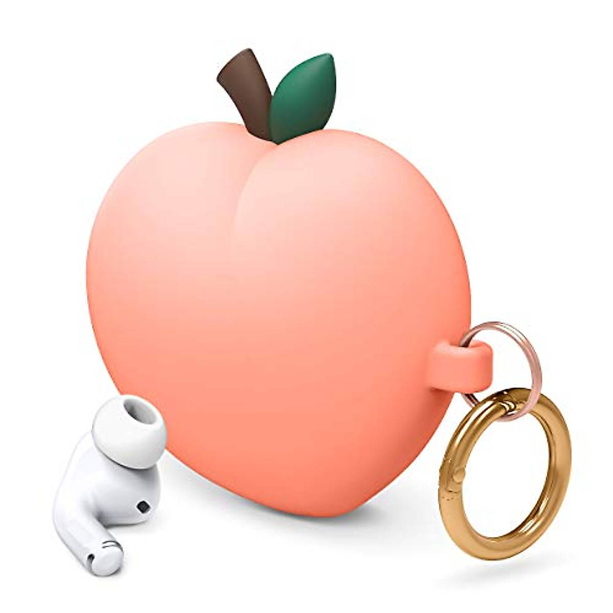 elago Peach Case Compatible with Apple AirPods Pro Case, 3D Cute Design Case Cover with Keychain, Supports Wireless Charging (Peach) [US Patent Registered]