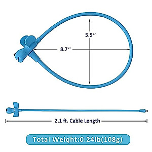 WOOQOTT Bike Cable Lock,Cable Lock with Keys,Silicone Covered Bike Lock Kids Cable Lock Cartoon Lock,2 Feet Lock for Bike,Door,Skateboard,Helmet and More (Blue, Large)