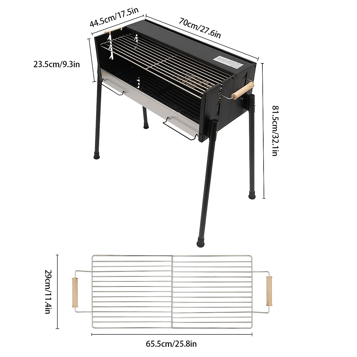 Folding Barbecue Grill Stainless Steel Portable Charcoal BBQ Grill Lightweight Tabletop Grills Outdoor Camping Barbecue Grill Tools for Patio Backyard, Hiking Picnics, Outdoor Event