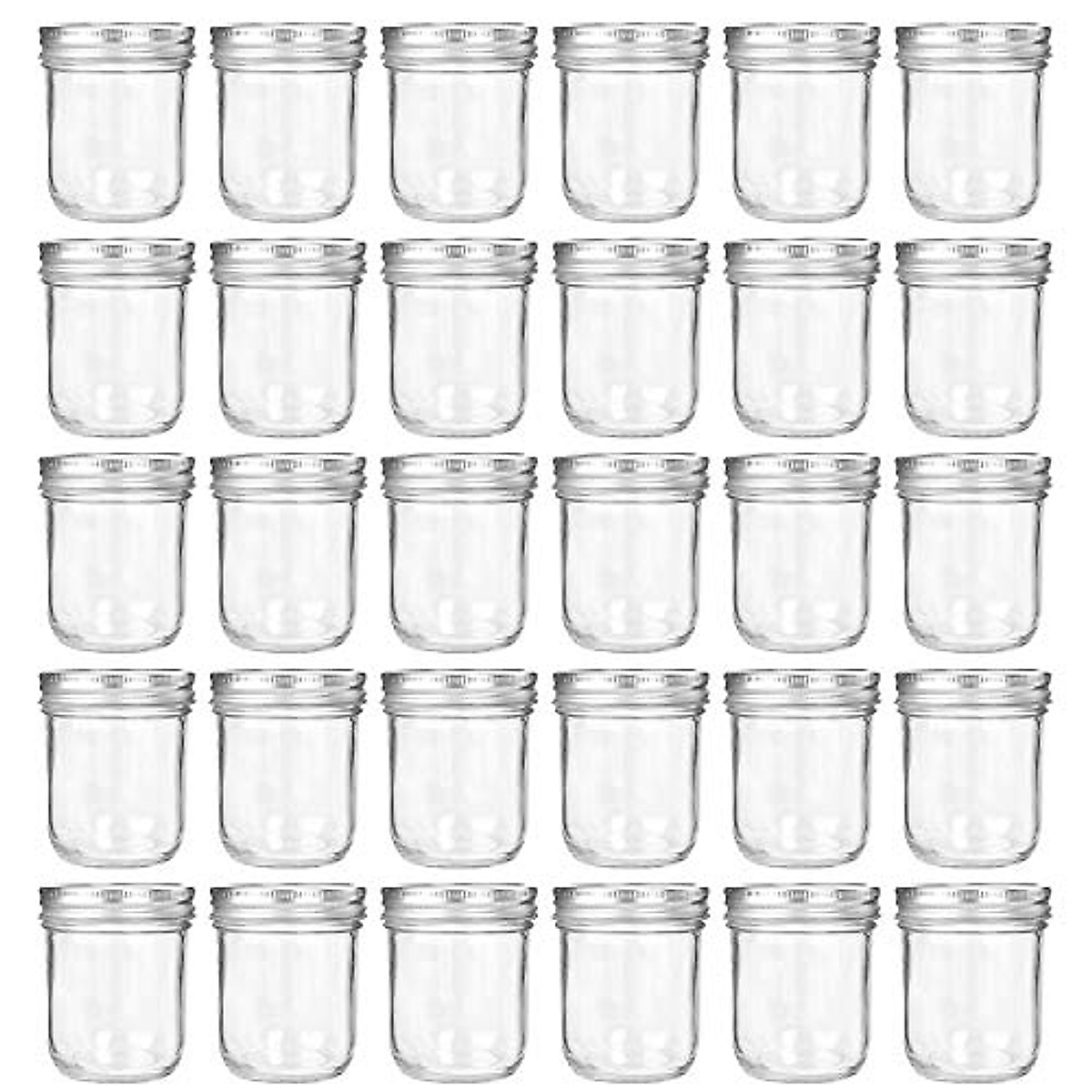 Accguan 6oz / 180ml Mason Jars Glass Jelly Jars, Canning Jars With Regular Lids, Ideal for Honey,Jam,Wedding Favors,Shower Favors, 30 Pack