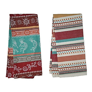 Simply Southwest Striped Kitchen Towels, Set of 2 Colorfully Woven Jacquard Towels