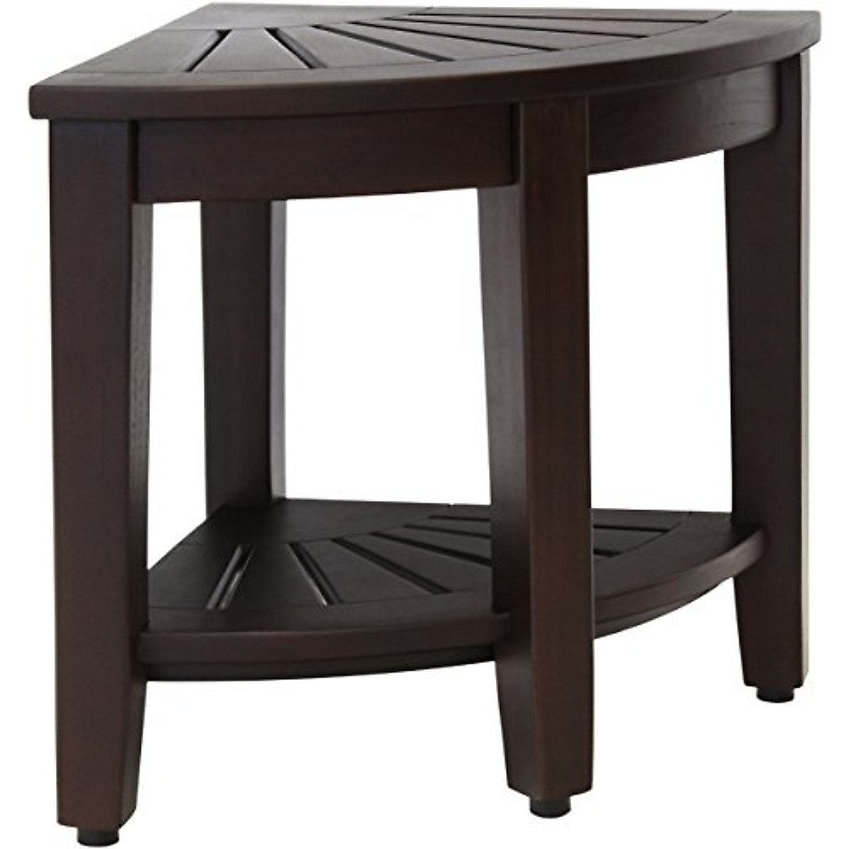 AquaTeak 15.5" Kai Corner Mocha Teak Shower Bench with Shelf