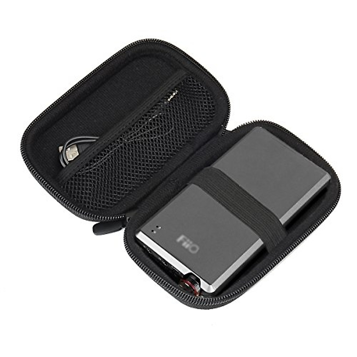 Headphone Amplifier Protective Case for FiiO A5, E12A, E18 KUNLUN Android Phone DAC & AMP, Cayin C5, Xonar U7 MK7.1 USB DAC, with fasterning elastic strap and Mesh Pocket for Cable