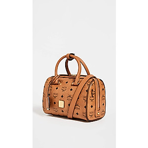MCM Women's Essential Visetos Original Boston 23 Bag, Cognac, Brown, Tan, Print, One Size
