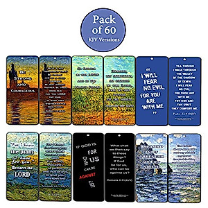 NewEights Christian KJV Bookmarks Cards - Be Strong (60-Pack) - Jeremiah 29:11 Stocking Stuffers Gift with Inspirational, Motivational, Encouraging Scripture Based Messages