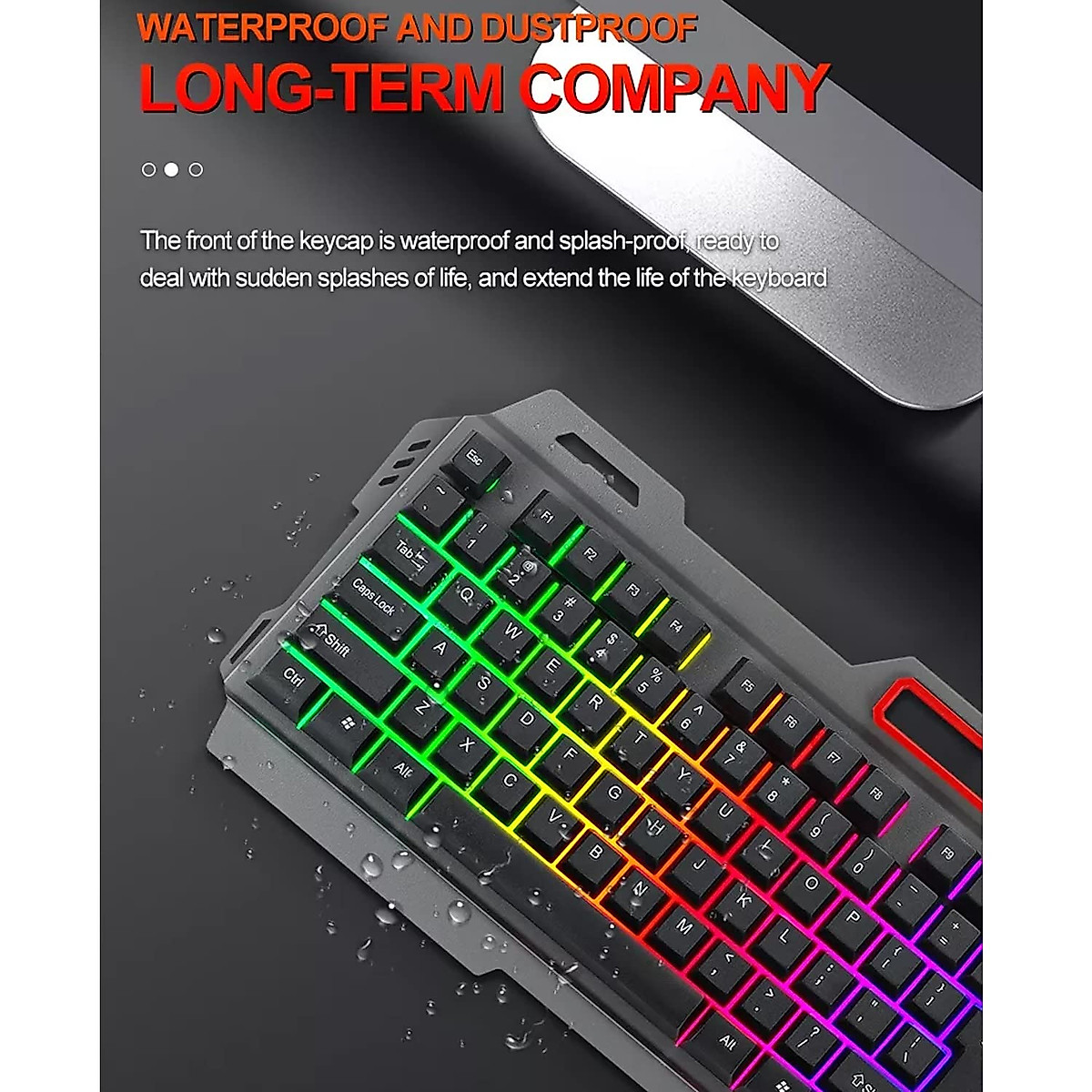 EXHNLE Gaming Keyboard and Mouse Combo, LED Rainbow Backlit Keyboard with 104 Key Computer PC Gaming Keyboard for PC/Laptop