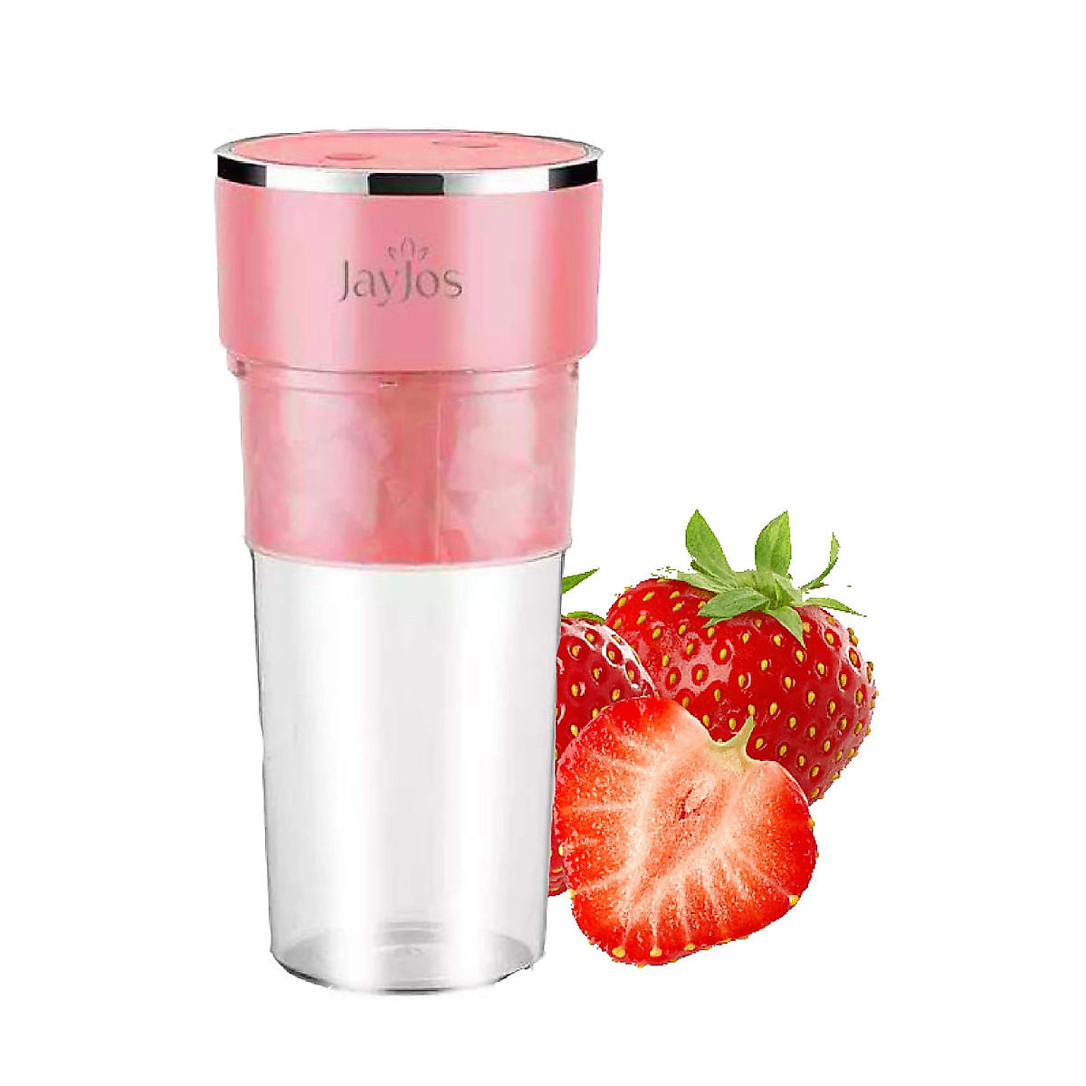 JayJos Portable Blender Smoothie Juicer Cup USB Rechargeable Home Travel Personal Mini size, Electric Powerful Sports (Pink)