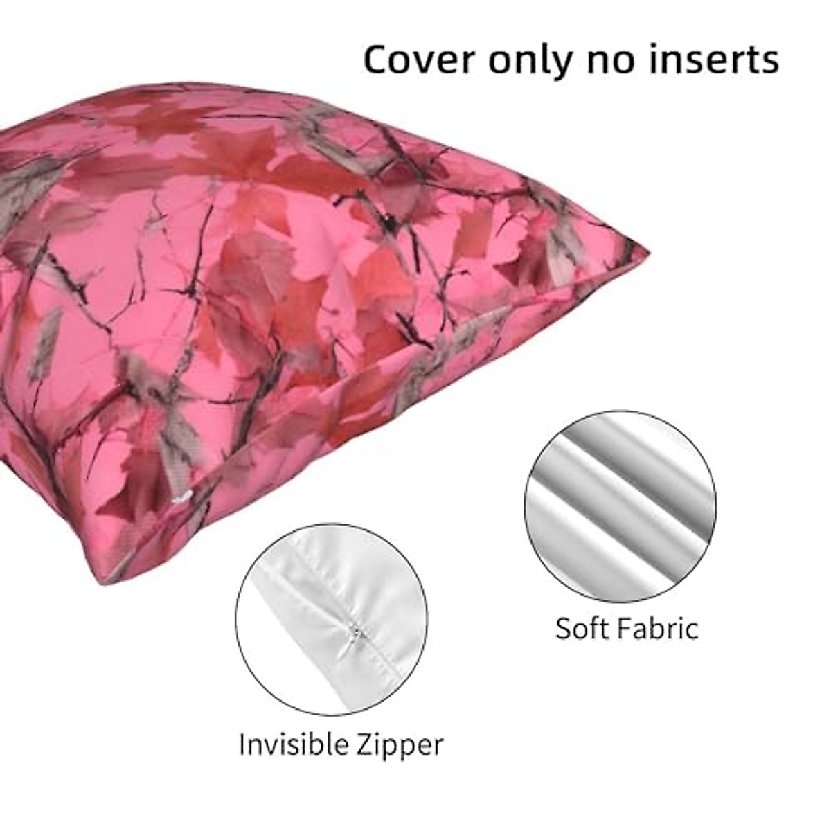 RLDOBOFE Pink Leaves Camo Printed Pillow Covers Soft Throw Pillow Covers Cushion Pillow Covers Square Pillowcases Decorative Cushion Case for Sofa Couch