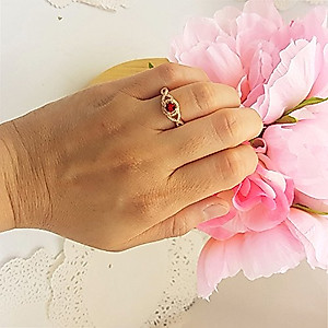 Dazzlingrock Collection 5 MM Round Garnet & Diamond Ladies Split Shank Halo Engagement Ring in 10K Rose Gold, Size 7