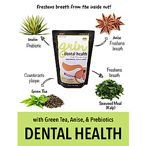 In Clover Natural Dental Treat Chew for Dogs, Grin, Fresh Breath Dog Chew Treat with Prebiotics, Fresh Breath Tartar Control Chew for Dogs, Daily Chew Supplement for Dogs Supports Dog Gums and Teeth
