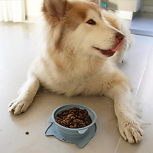 RUNROLE 2-in-1 Collapsible Silicone Dog Travel Bowls Detachable Pet Food and Water Bowl Set Portable Dog Bowls Pop Up Cat Feeding Watering Dishes，20OZ+27OZ (Slate Blue)