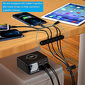 USB Charger Hub ASOMETECH 100W 8-Port Desktop Multiple USB Charging Station with PD Port, Quick Charge 3.0 USB Port, Wireless Charger, LCD Display Fast USB C Charger for iPhone 12, Tablet and More