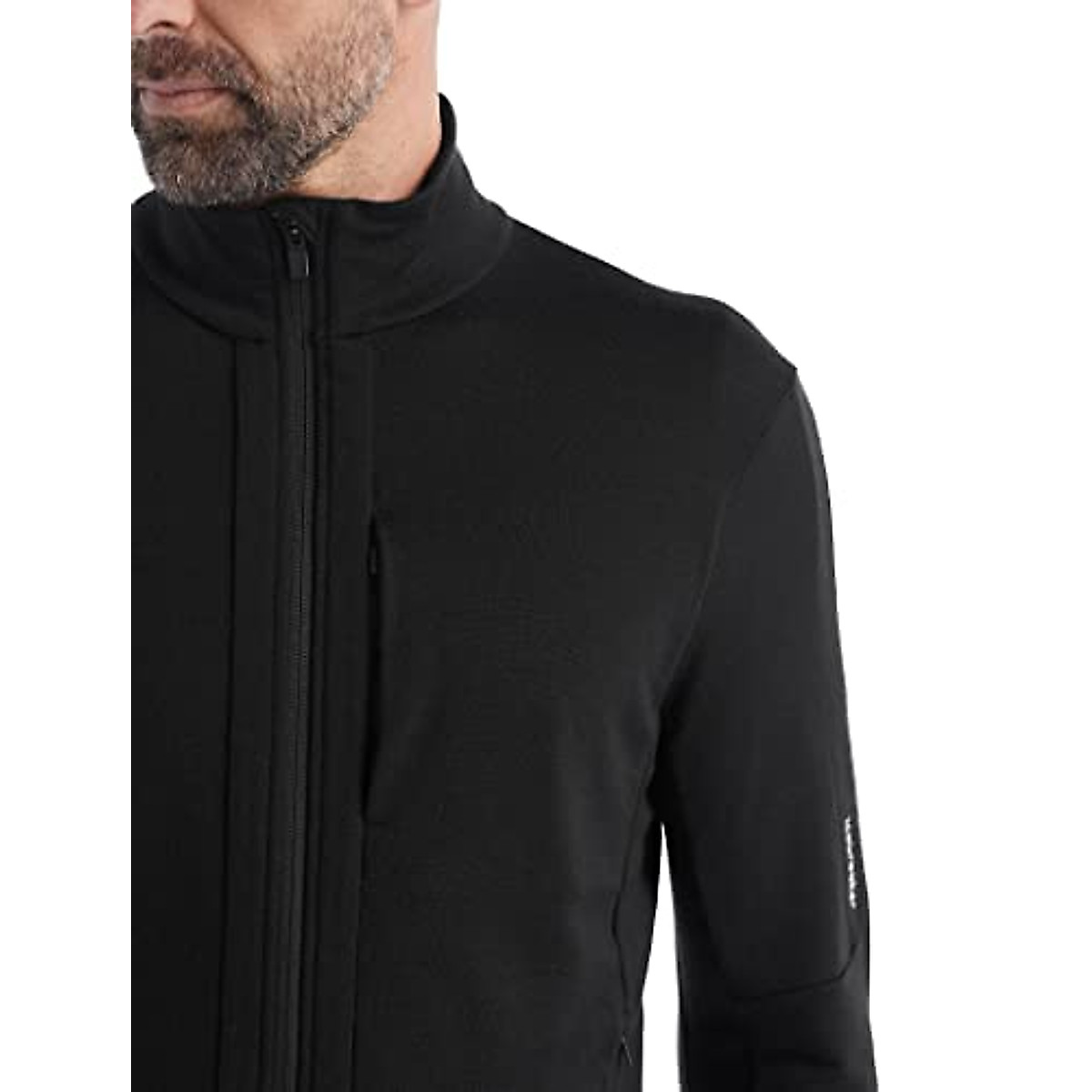 Icebreaker Merino Quantum III Men’s Full Zip Up Sweater, 100% Merino Wool, Comfy, Slim-Fit Zip Up Jacket for Men with Zippered Pockets, Thumb Loops - Premium Outdoor Sweat Shirt, Black, Medium