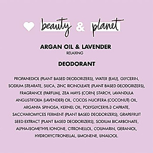 Love Beauty And Planet Deodorant, Argan Oil and Lavender, 2.95 Oz