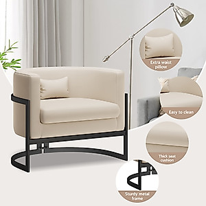 Apeaka Faux Leather Accent Chair Modern Barrel Chair Upholstered Armchair for Living Room Bedroom Single Sofa Chair Club Chairs Beige